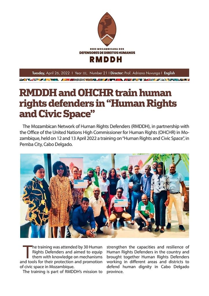 RMDDH and OHCHR train human rights defenders in “Human Rights and Civic ...